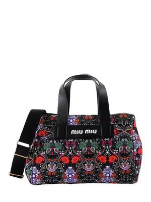 Miu Miu Logo Printed Canvas Mini Tote Bag - Multicolour