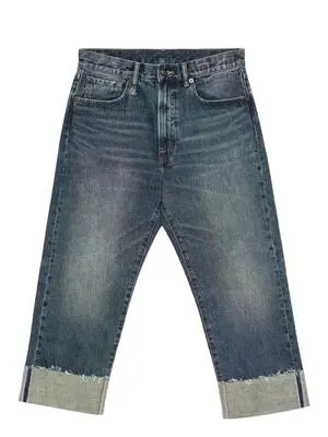 R13 Cuffed Five-pocket Jeans - Blue