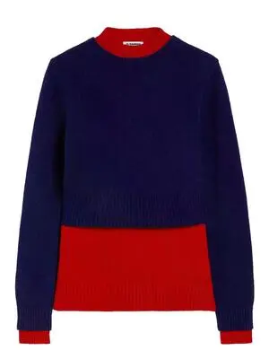 JIL SANDER Two-tone Double-layer Sweater - Blue