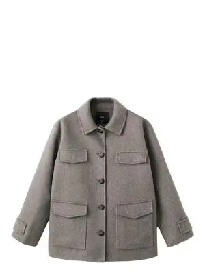 Mango Wool Blend Jacket - Medium Brown