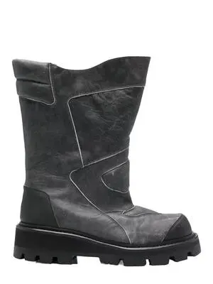 GMBH Aeon High Shaft Cracked Leather Boots - Grey