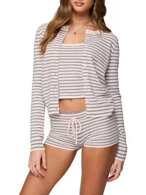 EDIKTED Lillian Striped Cardigan - Light-pink