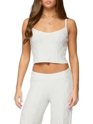 EDIKTED Louise Cable Stitch Crop Camisole