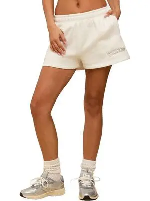 EDIKTED Fleece Logo Sweat Shorts - White