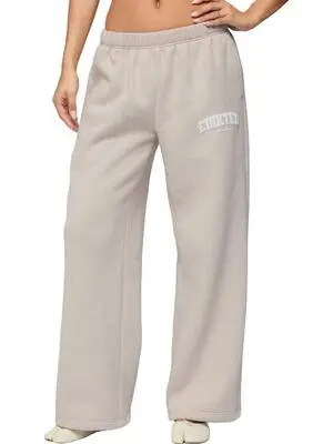 EDIKTED Wide Leg Sweatpants - Beige