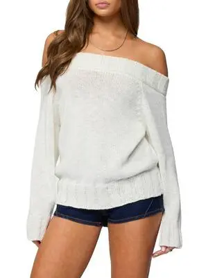EDIKTED Off-The-Shoulder Relaxed Fit Sweater