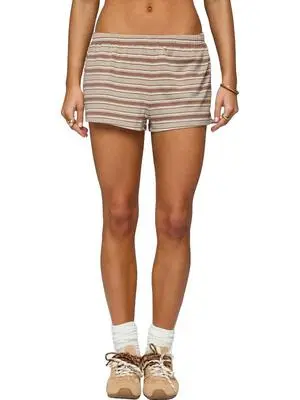 EDIKTED Glennon Stripe Low Rise Shorts - Brown