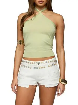 EDIKTED Paradiso Knit Halter Top - Green