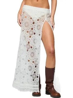 EDIKTED Milana Lace Maxi Skirt - White