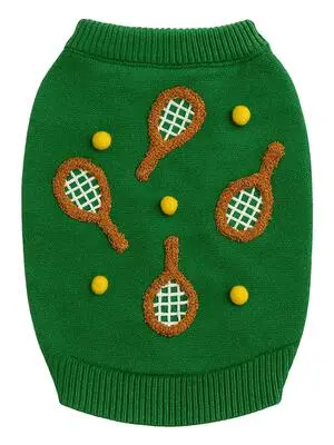 FOUND MY ANIMAL Tennis Appliqué Pet Sweater - Green