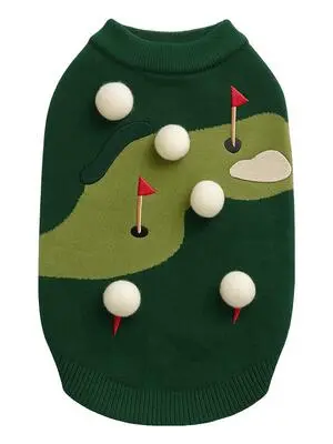 FOUND MY ANIMAL Golf 3d Appliqué Pet Sweater - Green