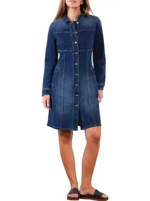WASH LAB DENIM Long Sleeve Denim Shirt Dress - Soft Blue