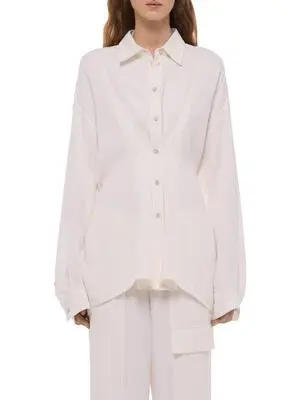 Helmut Lang Cinched Long Sleeve Shirt - Ivory