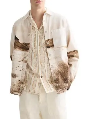 Scotch & Soda Scenery Button-up Cotton Overshirt - Longhorn Sepia
