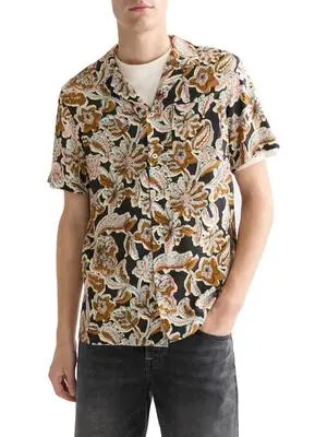 Scotch & Soda Relaxed Fit Print Short Sleeve Button-up Shirt - Lucky Bandana Multi