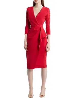 Chiara Boni La Petite Robe Zuhur Pleated Cocktail Sheath Dress - Ruby
