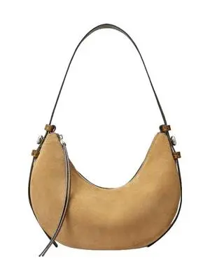 Tory Burch Romy Suede Half Moon Shoulder Bag - Stone