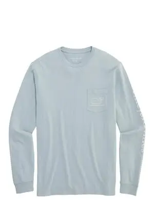Vineyard Vines Drift Dye Whale Long Sleeve Cotton Graphic T-shirt - Del Mar Blue