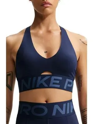 Nike Dri-fit Cutout Racerback Sports Bra - Midnight Navy/mystic Navy
