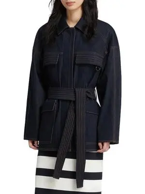 MM BY MAX MARA Belted Nylon Jacket Midnight Blue