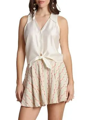 Avec Les Filles Sleeveless Tie-front Top - Off White