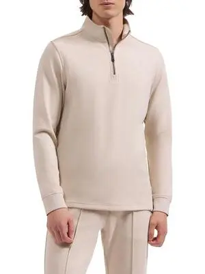 Bugatchi Quarter-Zip Soft Touch Sweatshirt Almond