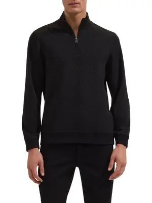 Bugatchi Quarter Zip Sweatshirt - Black