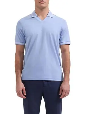 Bugatchi Pima Cotton Johnny Collar Polo - Air Blue