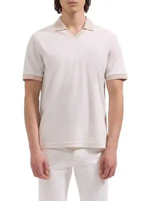 Bugatchi Pima Cotton Johnny Collar Polo - Ivory