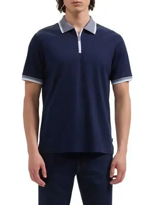 Bugatchi Quarter Zip Polo - Navy