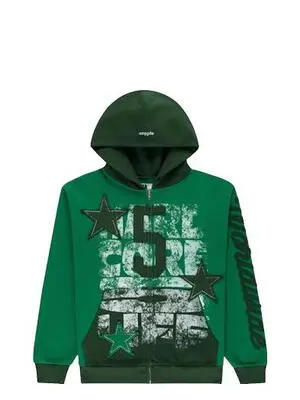 SP5DER Triple 5 Stitch Zip Up Hoodie - Green
