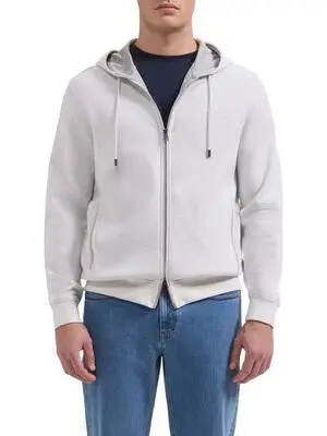 Bugatchi Piqué Zip Hoodie - Chalk