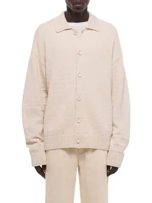 Helmut Lang Wool & Cotton Blend Slub Cardigan - Natural