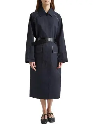 NACKIYE Virgin Wool Gabardine Trench Coat - Midnight Noir
