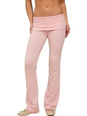 EDIKTED Foldover Low-rise Flare Pants - Pink