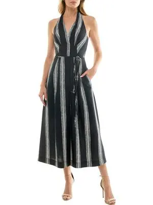SOCIALITE Stripe Halter Midi Dress