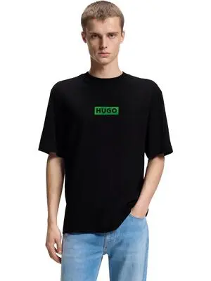 Hugo Cotton-jersey T-shirt With Printed Artwork - Black