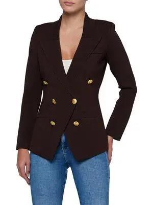 L'Agence Amelia Knit Blazer - Dark Java/gold