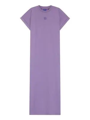Hugo Cotton Jersey T-shirt Dress With Logo - Purple