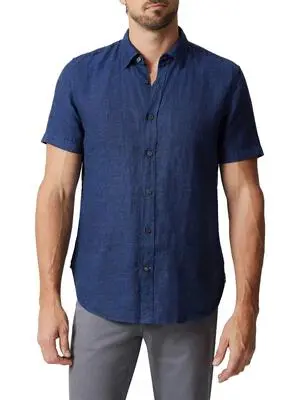 34 Heritage Short Sleeve Linen Button-up Shirt - Indigo