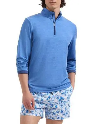 Bugatchi Quarter-zip Performance Pullover - Classic Blue