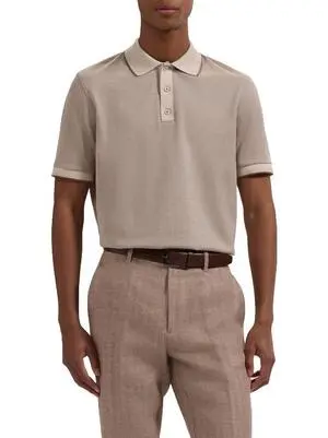 Bugatchi Three Button Cotton Polo - Almond
