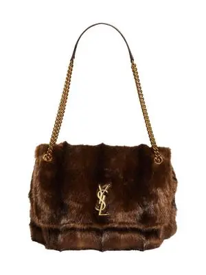 Saint Laurent Large Niki Faux Mink Shoulder Bag - Espresso/gingerbread