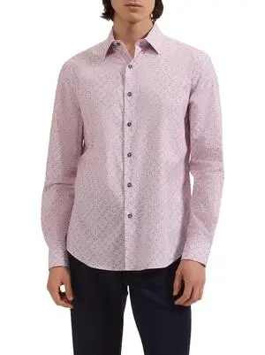 Bugatchi Julian Shaped Fit Floral Cotton Button-up Shirt - Primerose