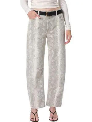 Citizens Of Humanity Miro High-Waist Relaxed Barrel Jeans Python Snake Print