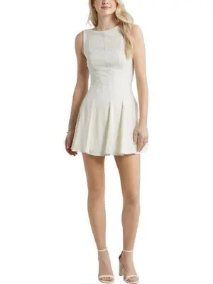 Bp. Bateau Neck Fit & Flare Mini Dress - Ivory