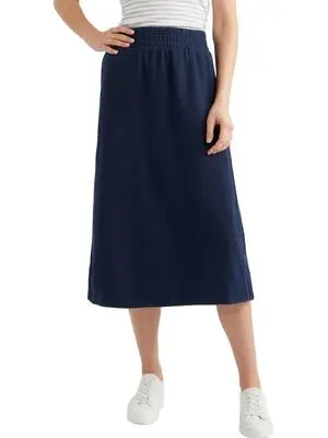 Caslon Jetset Cotton Blend Knit Midi Skirt - Navy Still