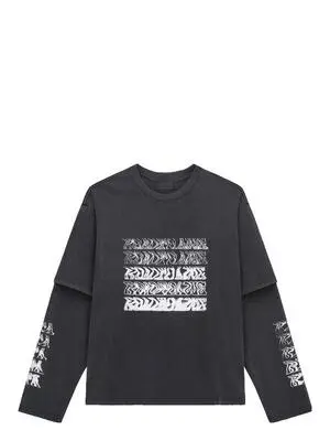 RtA Loris Double Layer Long Sleeve Graphic T-shirt - Black Smoky