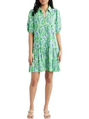 Lilly Pulitzer® Bingley Printed Cotton Minidress - Green Lilly Of The Valley