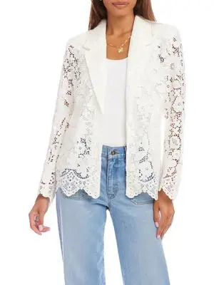 Karen Kane Scallop Trim Lace Blazer - Off White